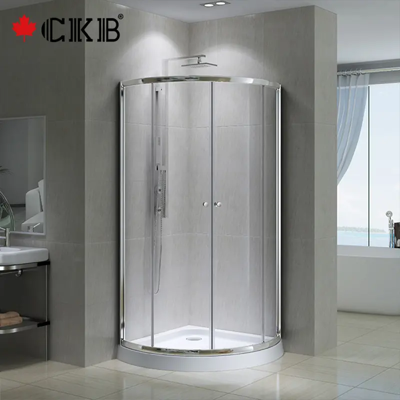 36"x36"x72" Slidiing Corner Round Shower Enclosure 1/4" Tempered Glass ...