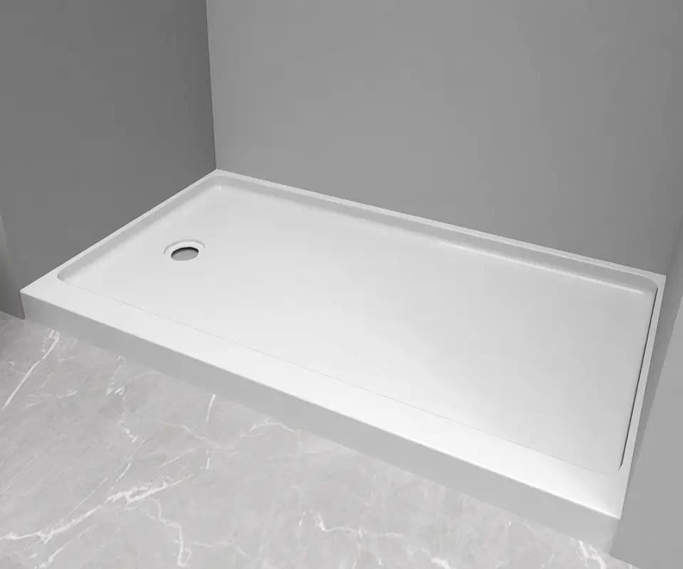 Own Brand Hotel Indoor Conner Non-Slip Shower Pan White Acrylic ...