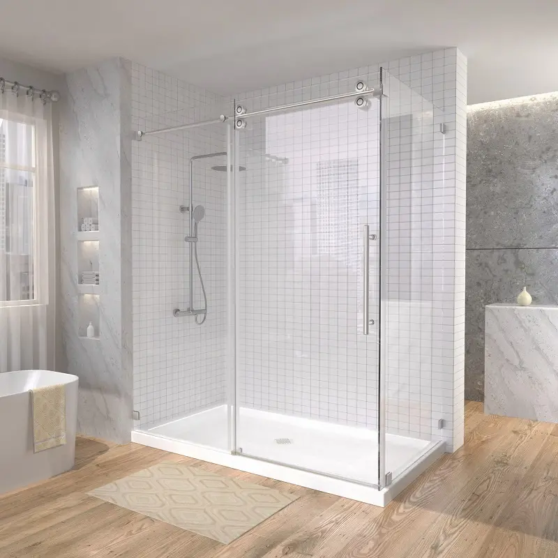 Custom Size and Thick Tempered Glass Sliding Door Shower Room Corner ...