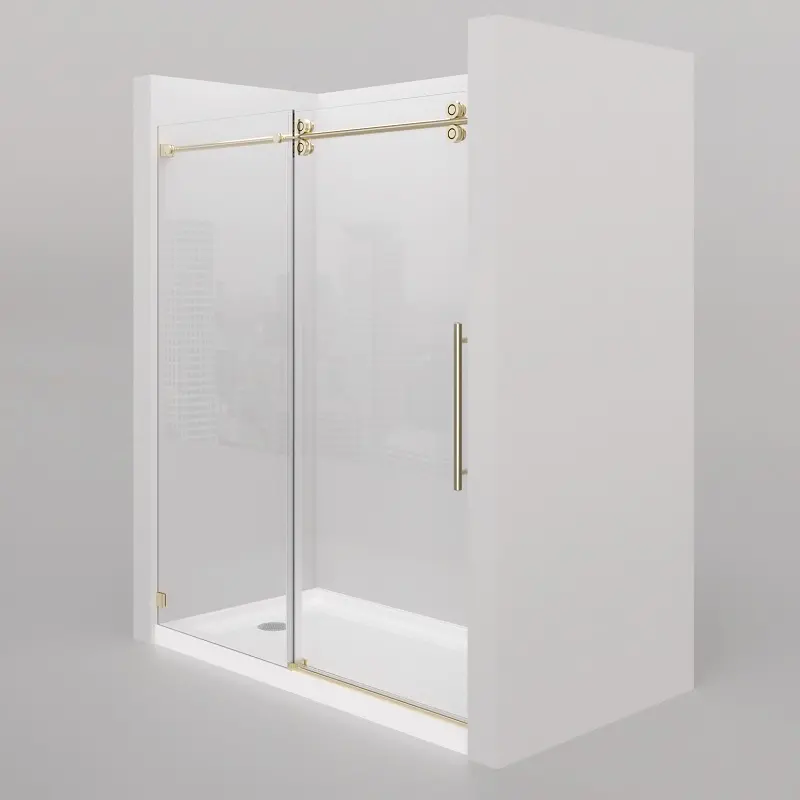 North American Style Shower Glass Panel Soft Close Sliding Door ...