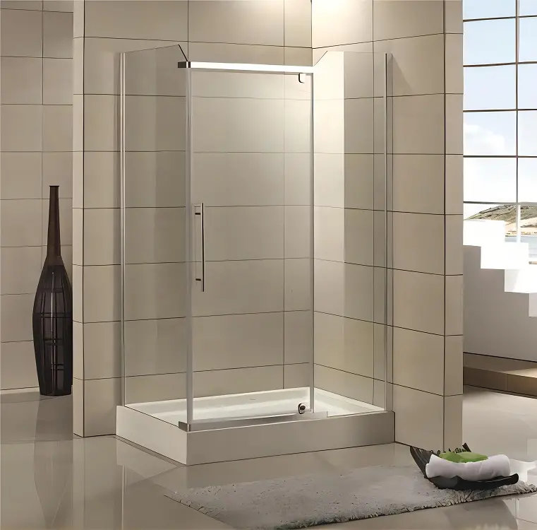CKB Hotel Home Bathroom Tempered Glass Aluminum Semi-frameless Pivot ...
