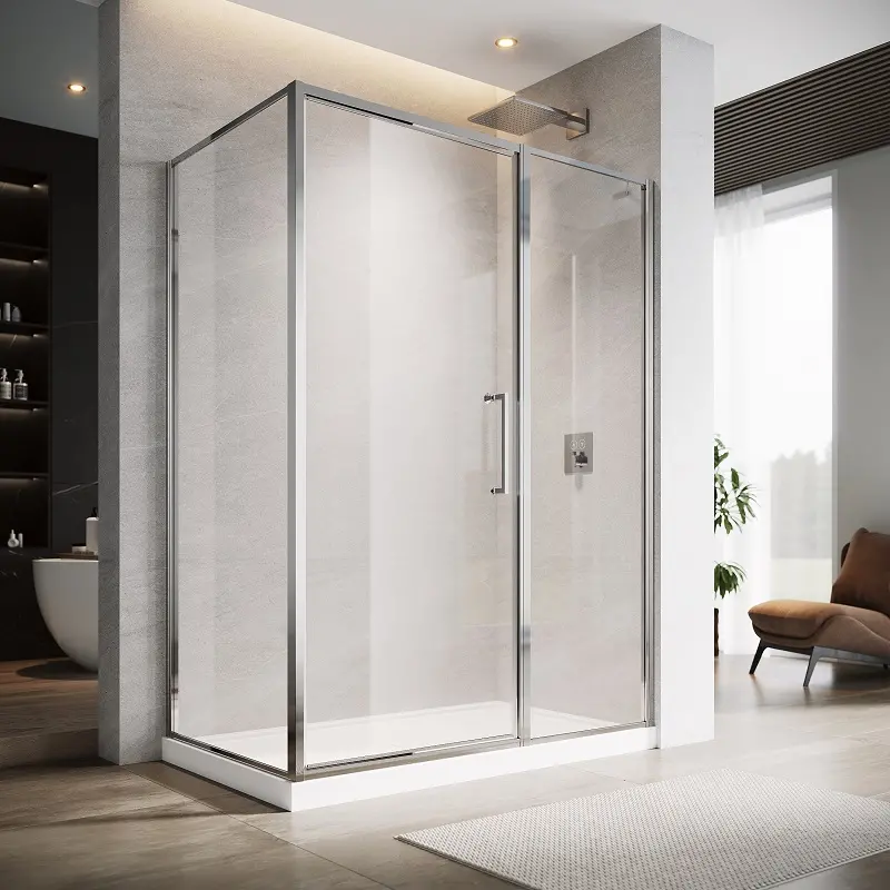 New Arrival Bathroom Tempered Glass Inner Folding Shower Doors Aluminum ...