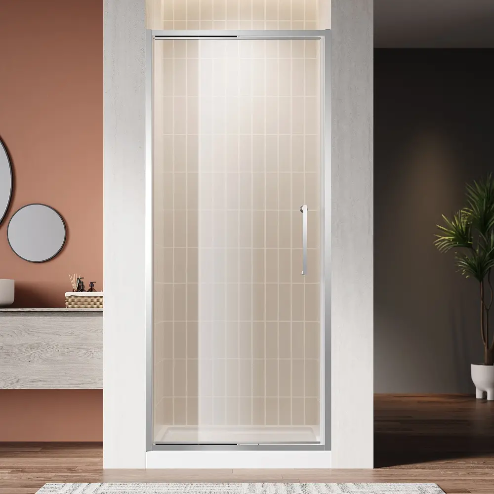 Inner Folding Door Straight Shower Room Chrome Aluminium Frame Vertical ...